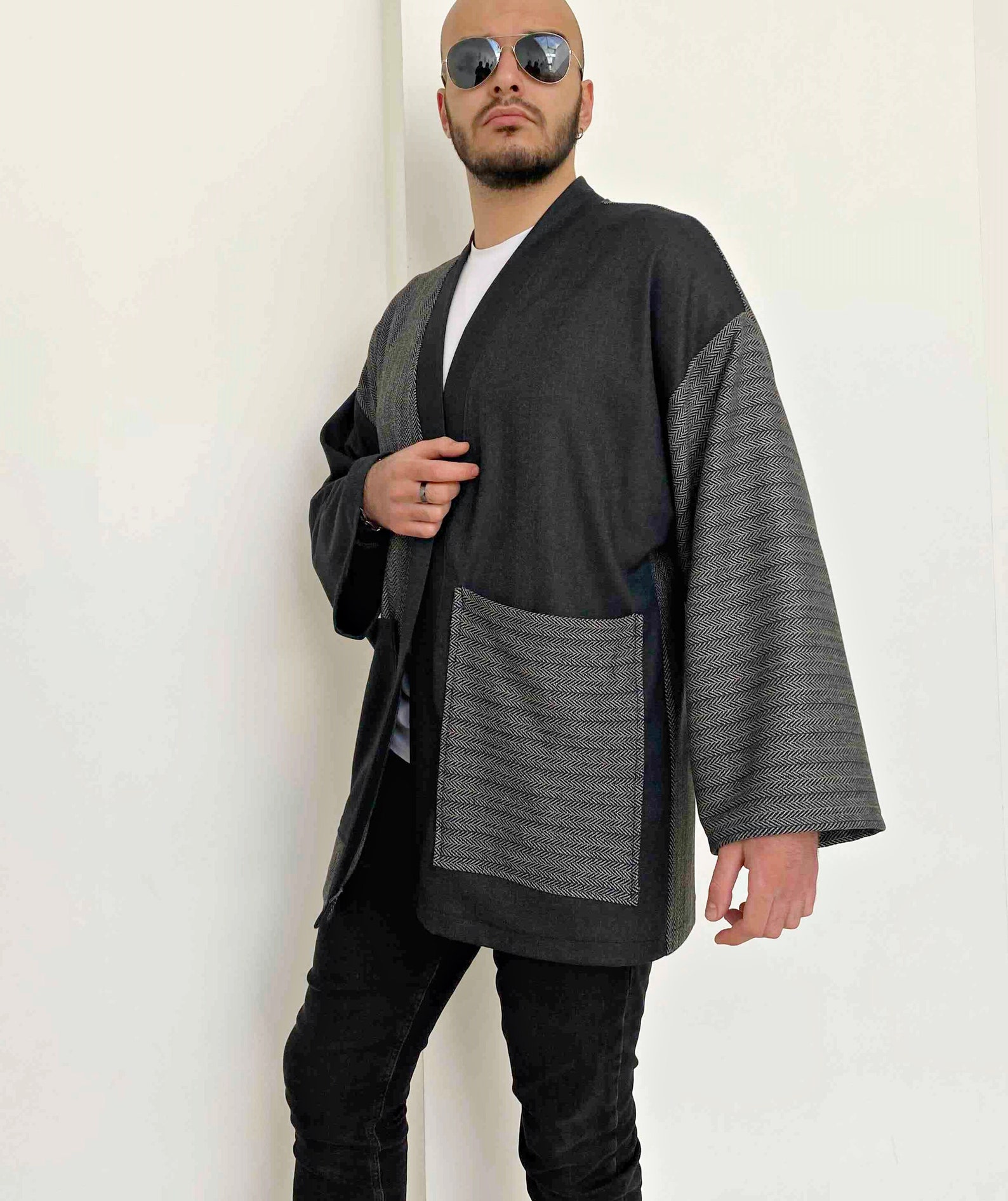 Men Japanese Style Fall Patchwork Jacket Streetwear Haori | Etsy