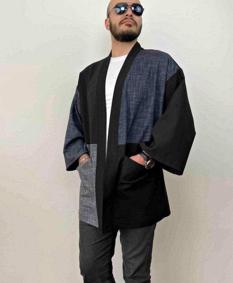Men Japanese Style Fall Patchwork Jacket Streetwear Haori - Etsy