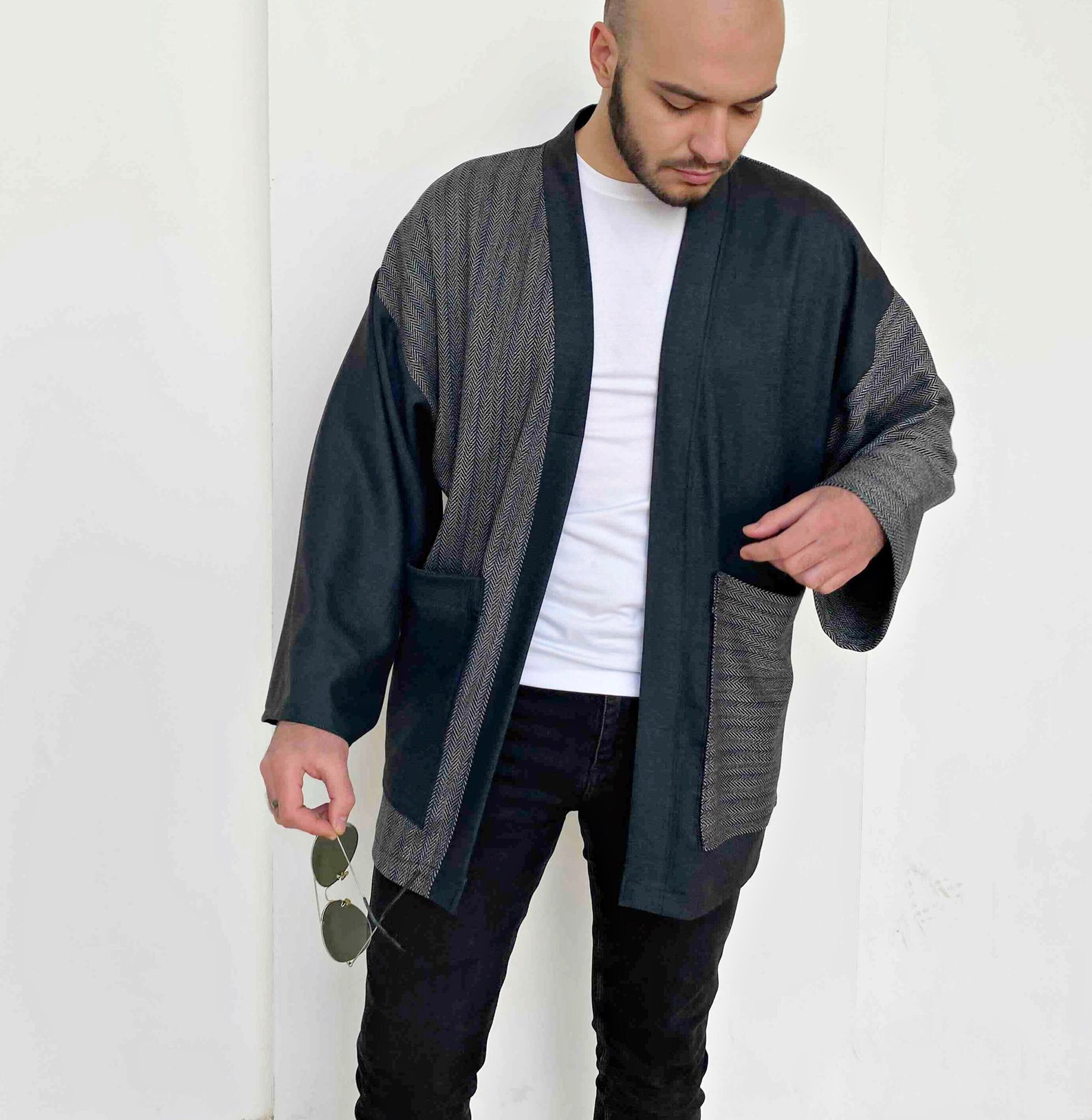 Men Japanese Style Fall Patchwork Jacket Streetwear Haori | Etsy