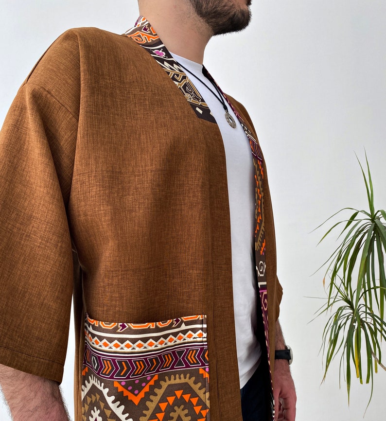 Linen Patchwork Unisex Kimono Japanese Men's Haori - Etsy