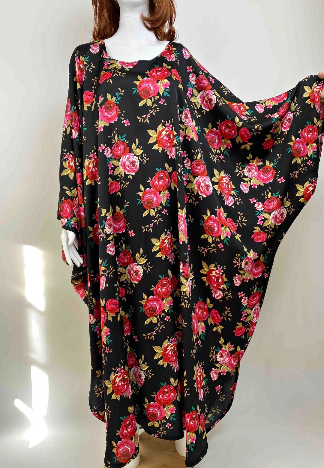 Floral Roses Plus Size Caftan, Boho Rayon Maxi Dress - Etsy