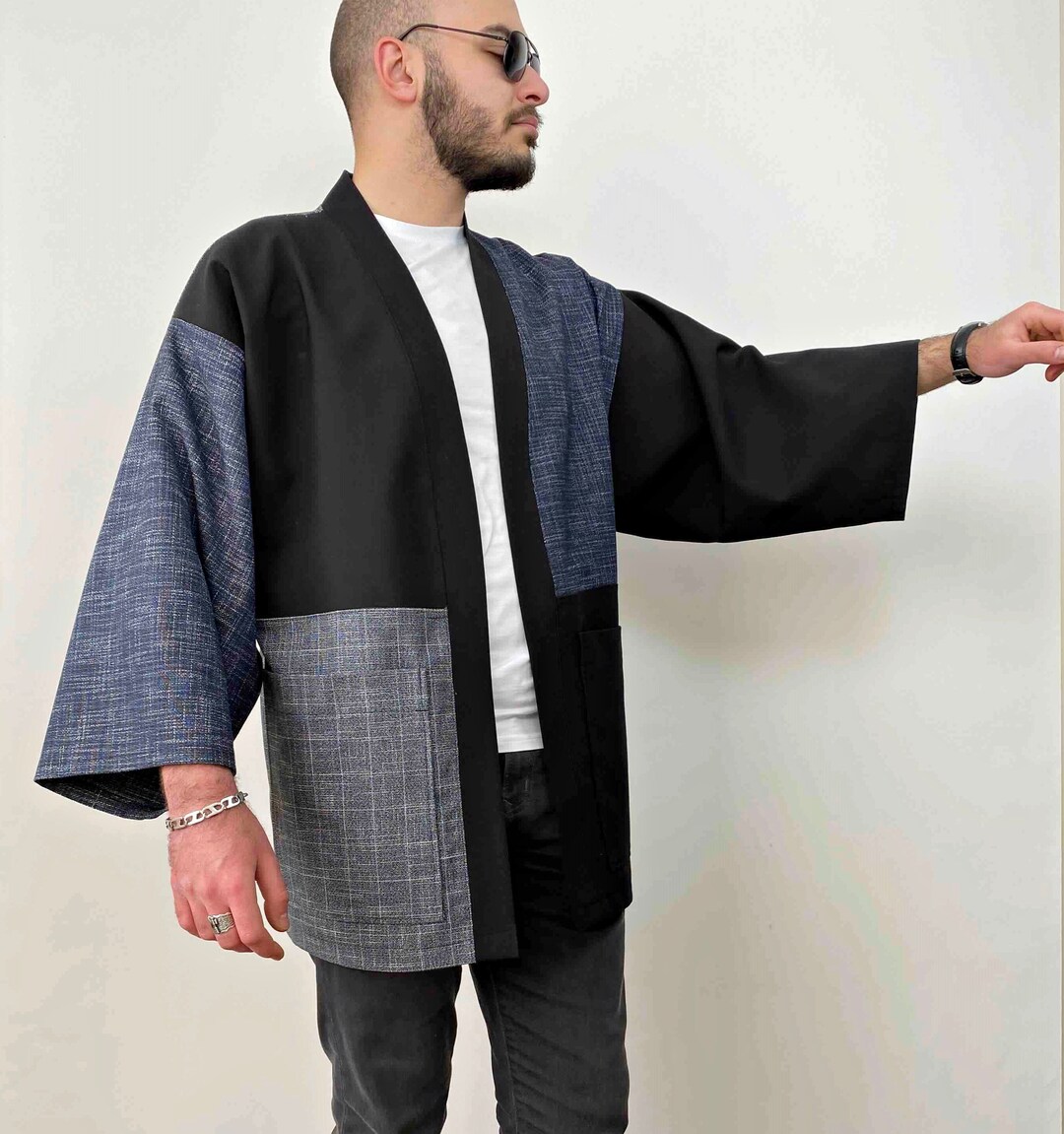 Men Japanese Style Fall Patchwork Jacket Streetwear Haori - Etsy