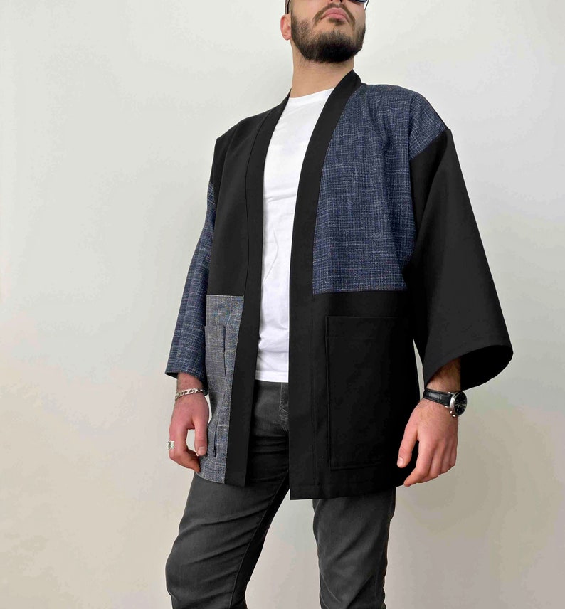 Men Japanese Style Fall Patchwork Jacket Streetwear Haori - Etsy