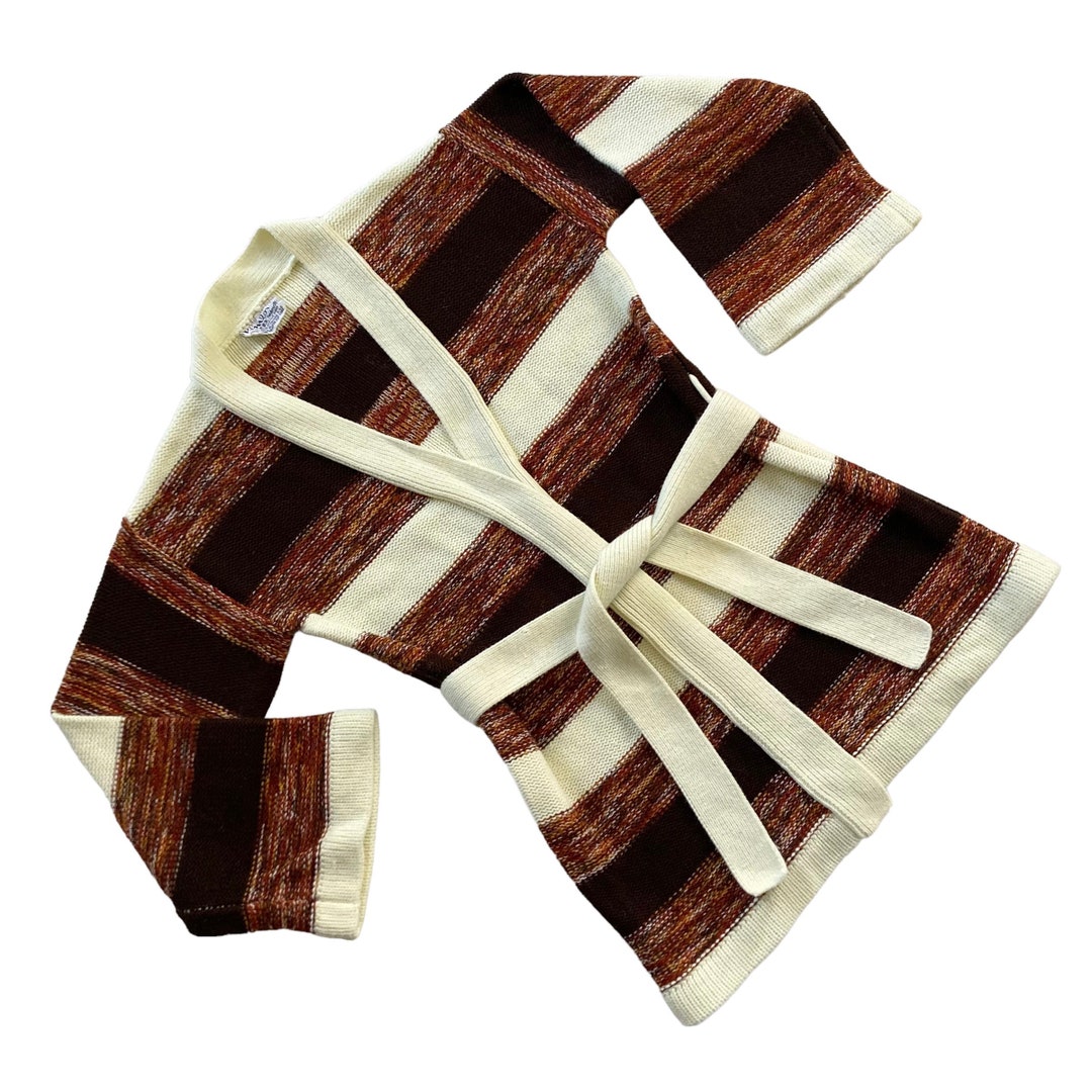 70s Vintage Cream Striped Boho Bohemian Wrap Sweater Made by Kimlon by ...