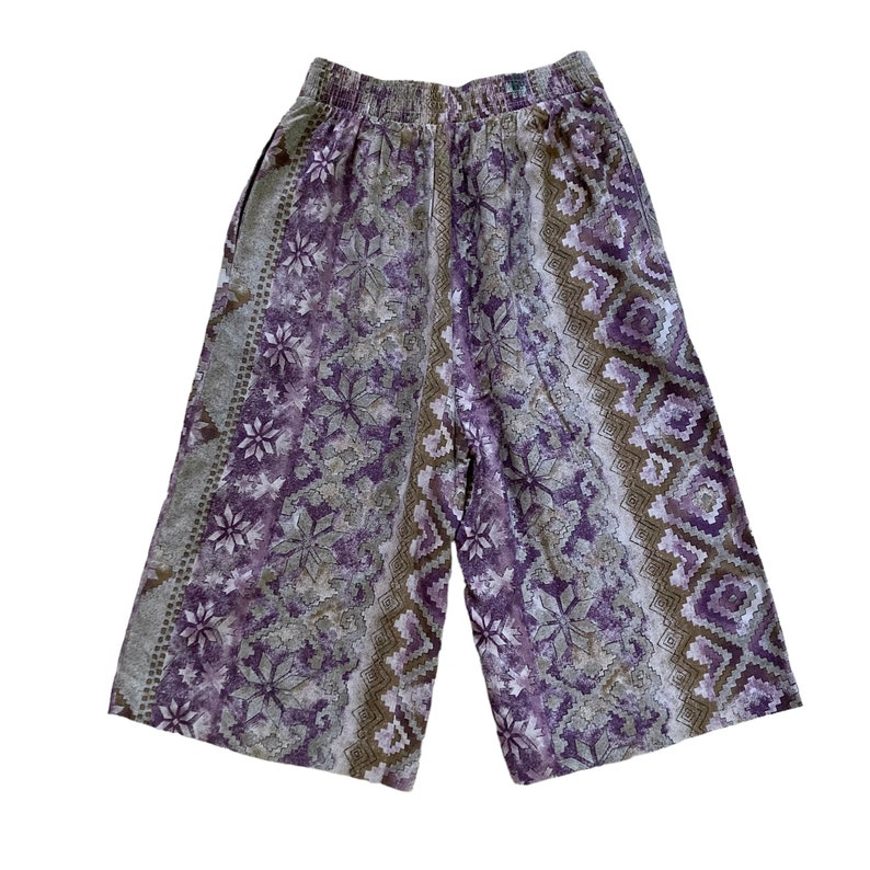 80s 90s Vintage High Waisted Purple Geometric Capris Culottes Made by ...