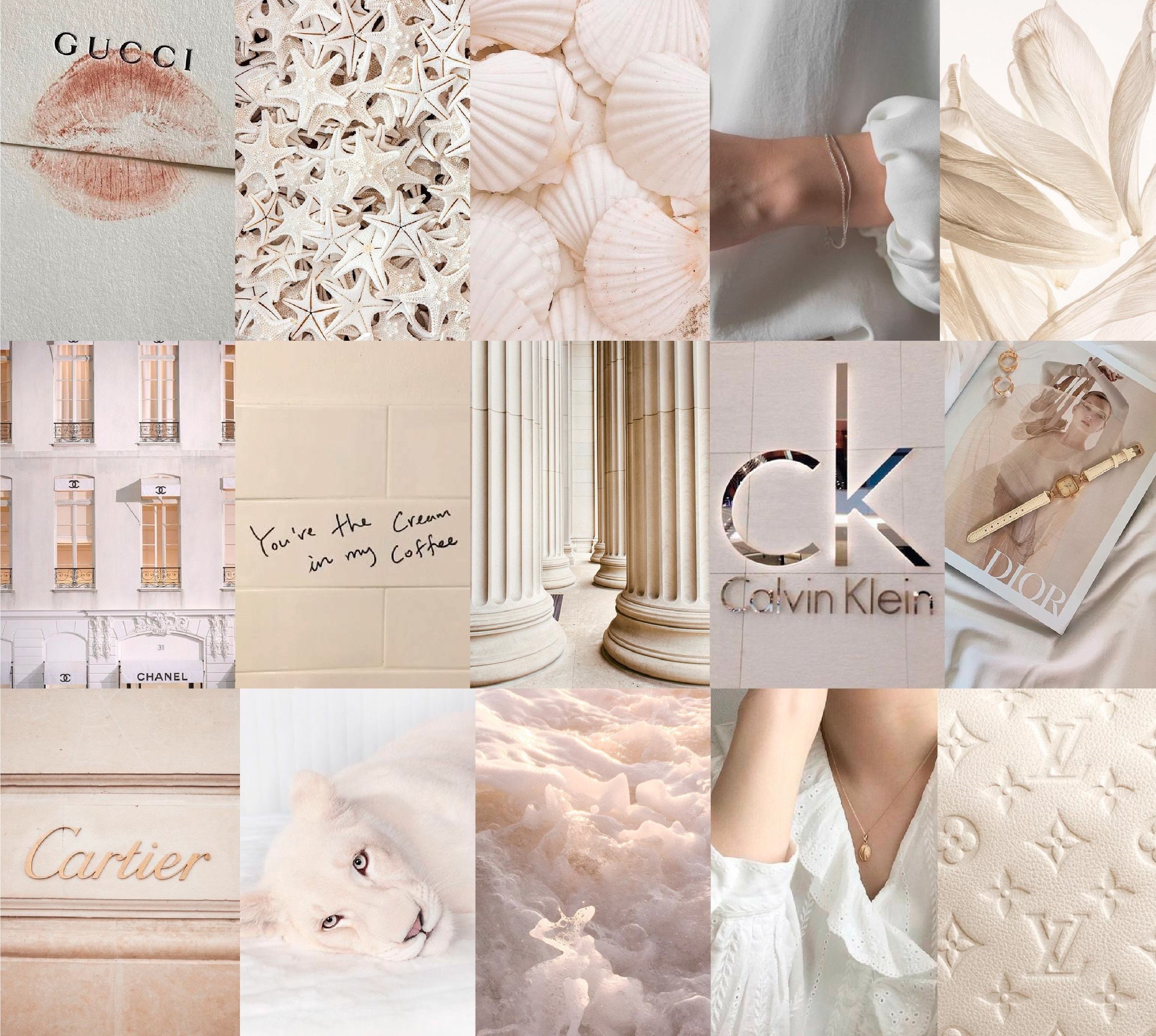 Cream Aesthetic Wall Collage Kit Cream Beige Collages Boujee Etsy
