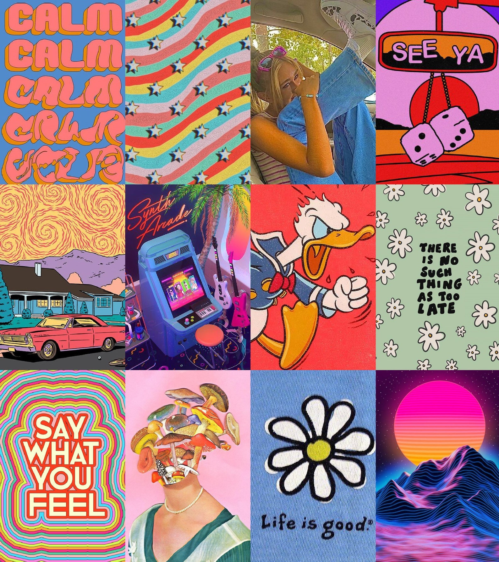 Retro Indie Aesthetic Collage Kit Indie Kid Wall Collages | Etsy