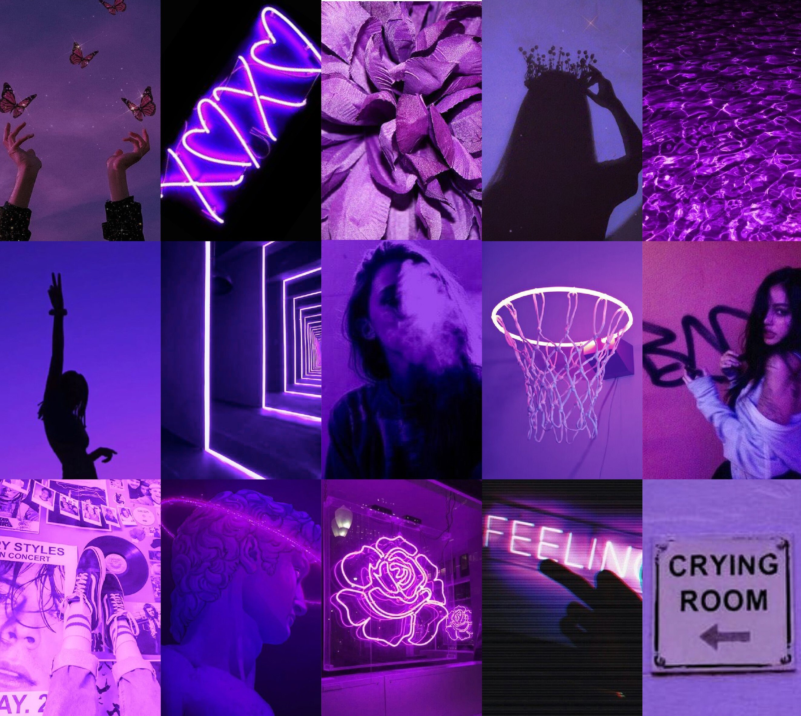 Boujee Purple Aesthetic Collage Kits Neon Collages Printable Etsy