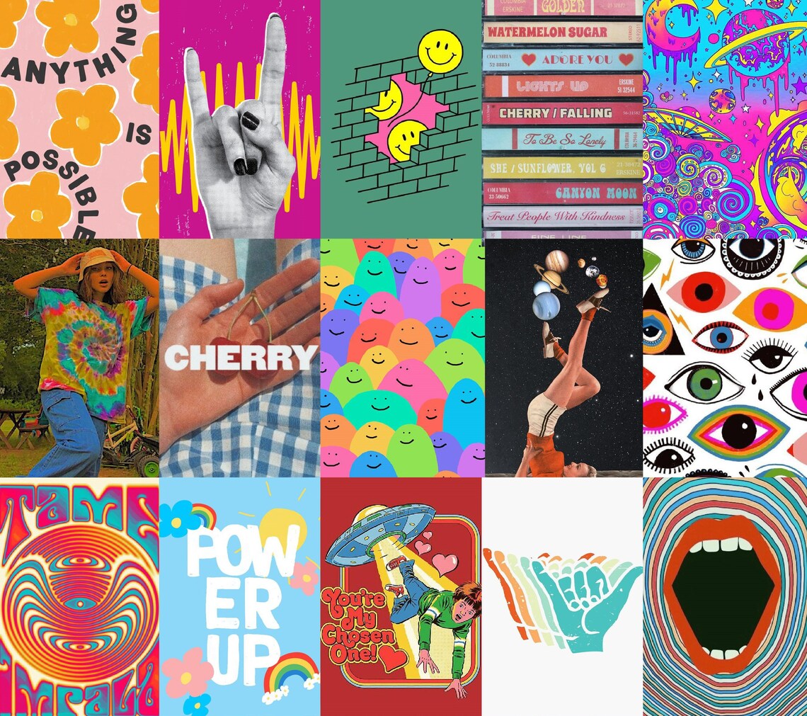 Retro Indie Aesthetic Collage Kit Indie Kid Wall Collages | Etsy