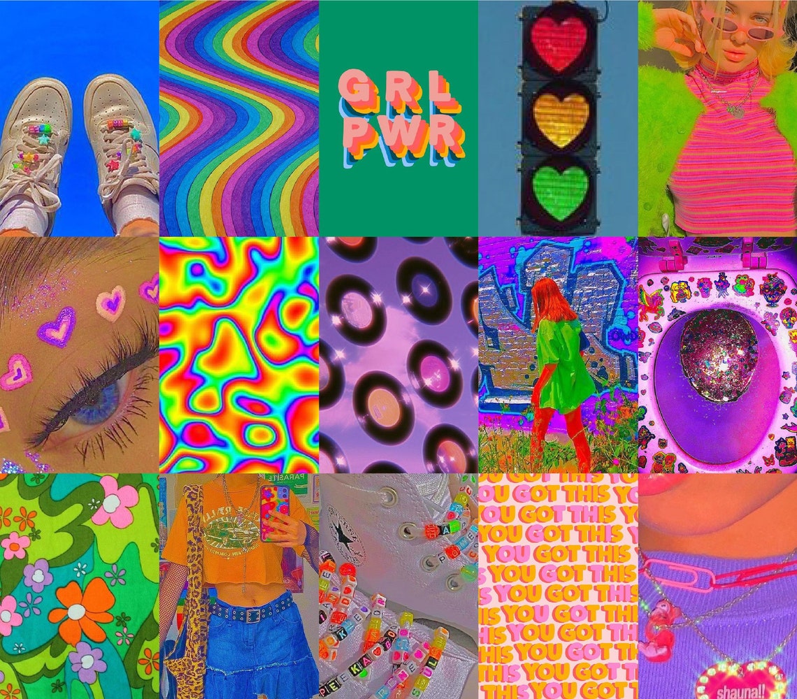 Indie Aesthetic Collage Kits Retro Wall Collage Indie Etsy