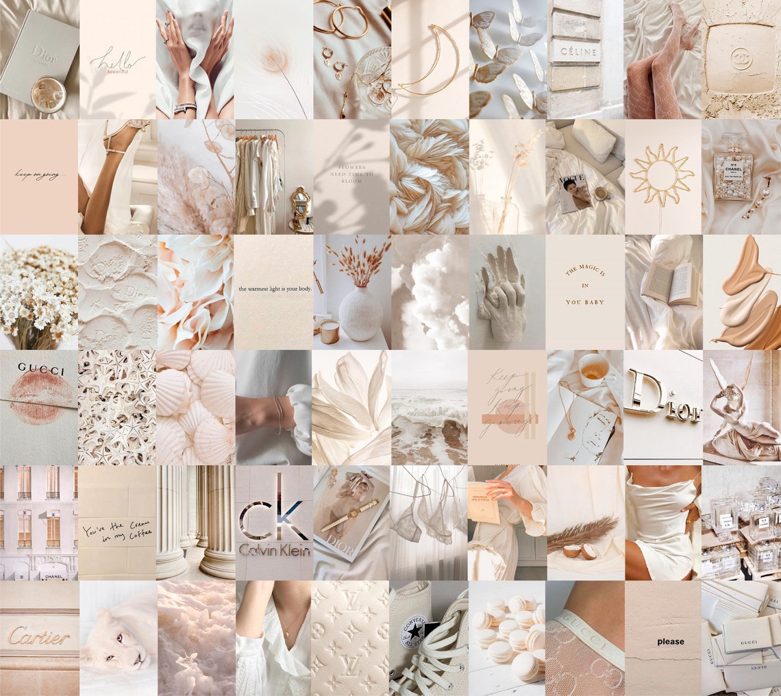 Cream Aesthetic Wall Collage Kit Cream Beige Collages Boujee | Etsy