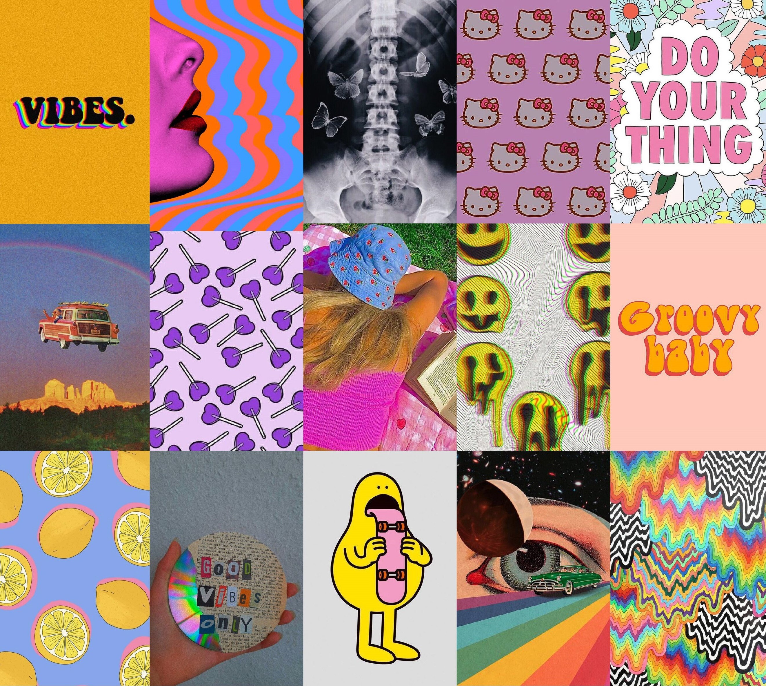 Retro Indie Aesthetic Collage Kit Indie Kid Wall Collages | Etsy