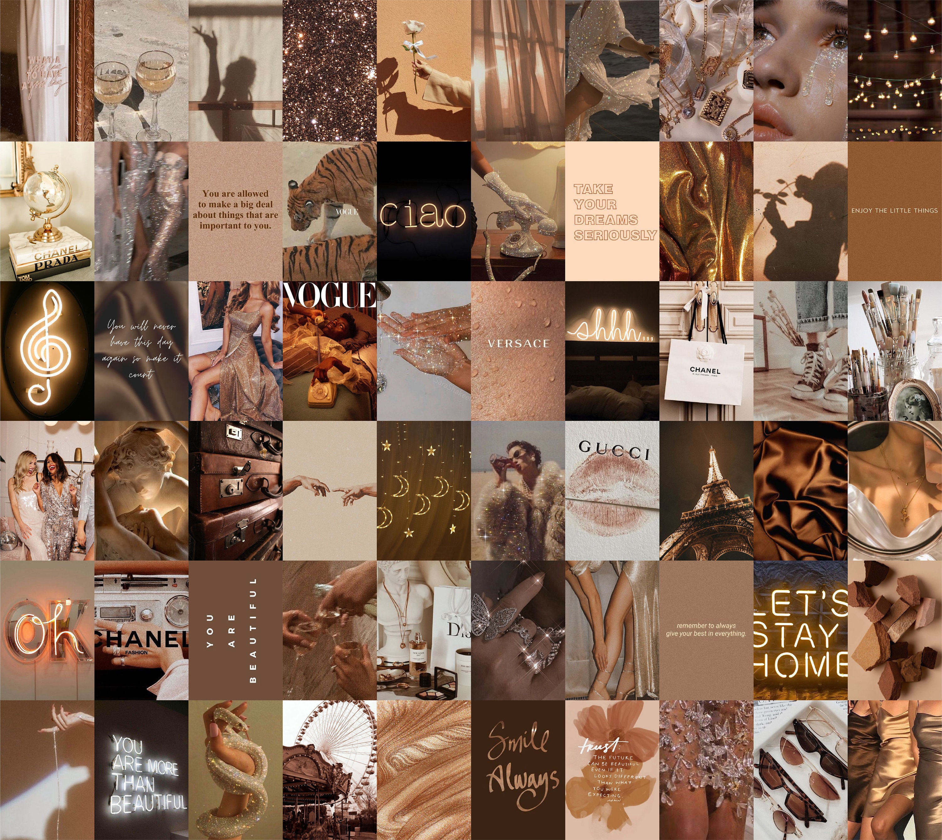 Brown Aesthetic Wall Collage Kit Coffee Aesthetic Wall | Etsy