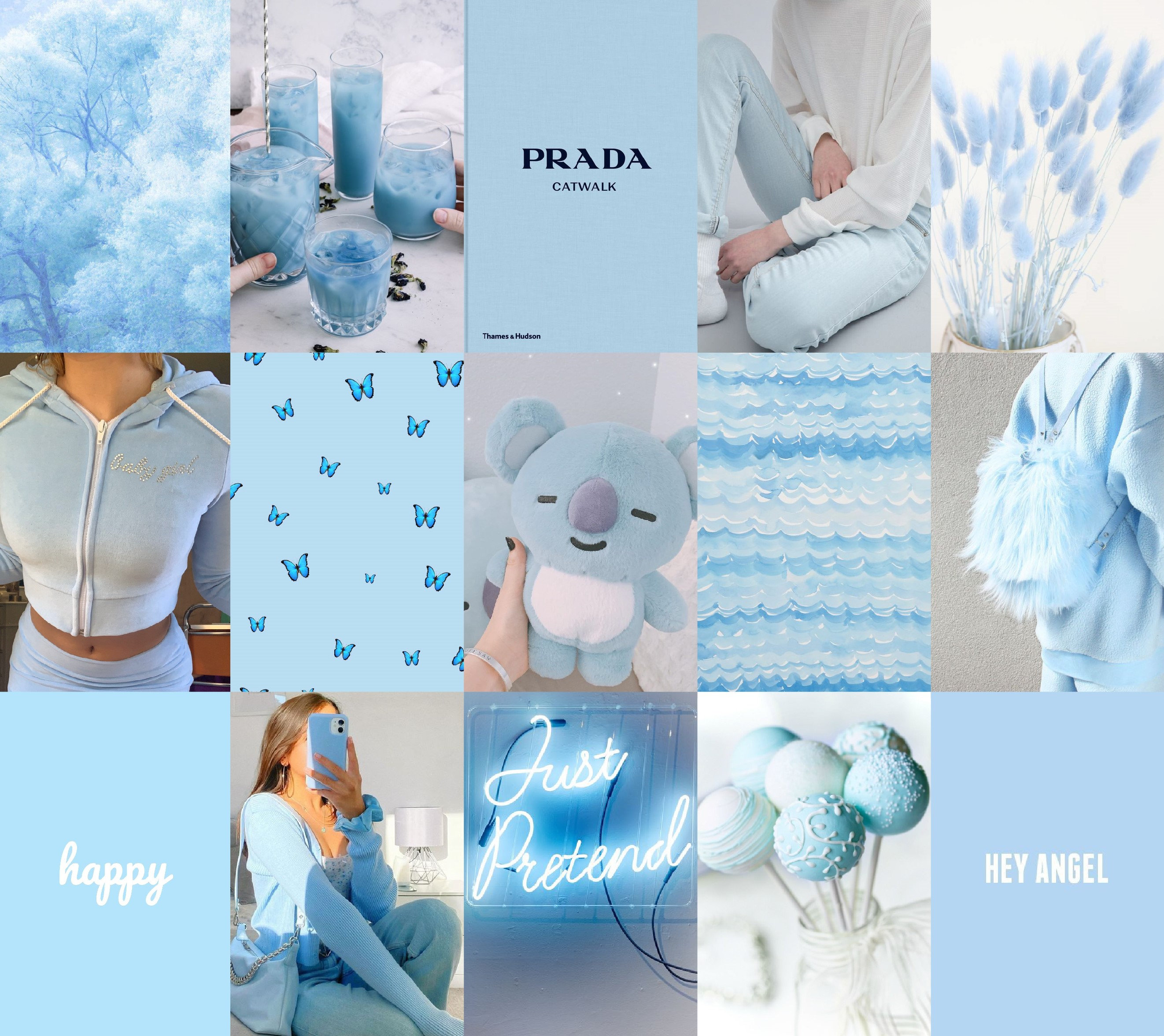 Ocean Blue Light Blue Aesthetic Wall Collage Kit Digital 121