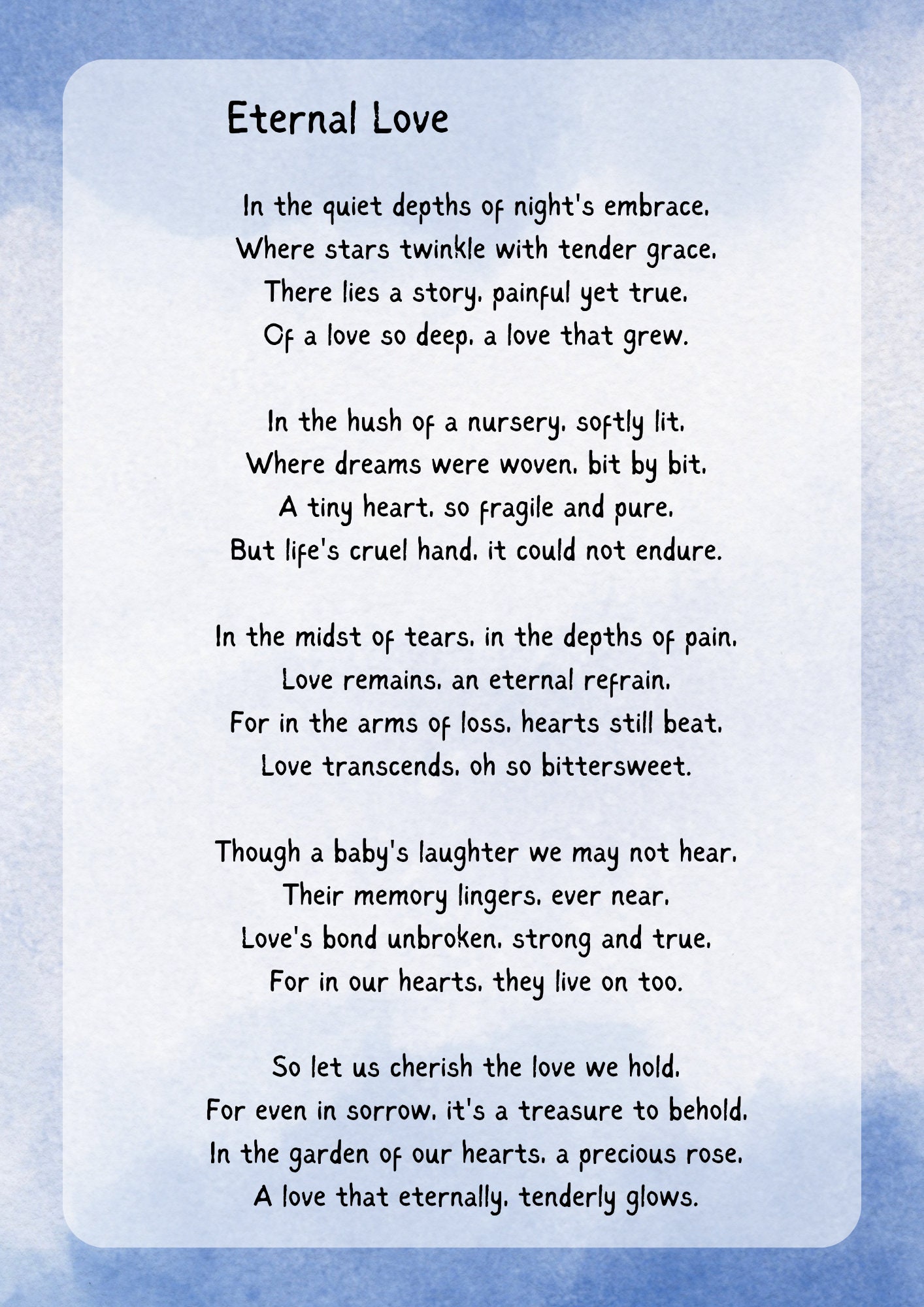 A4 Digital Download Baby Loss Poem: Comforting Words for Grieving ...