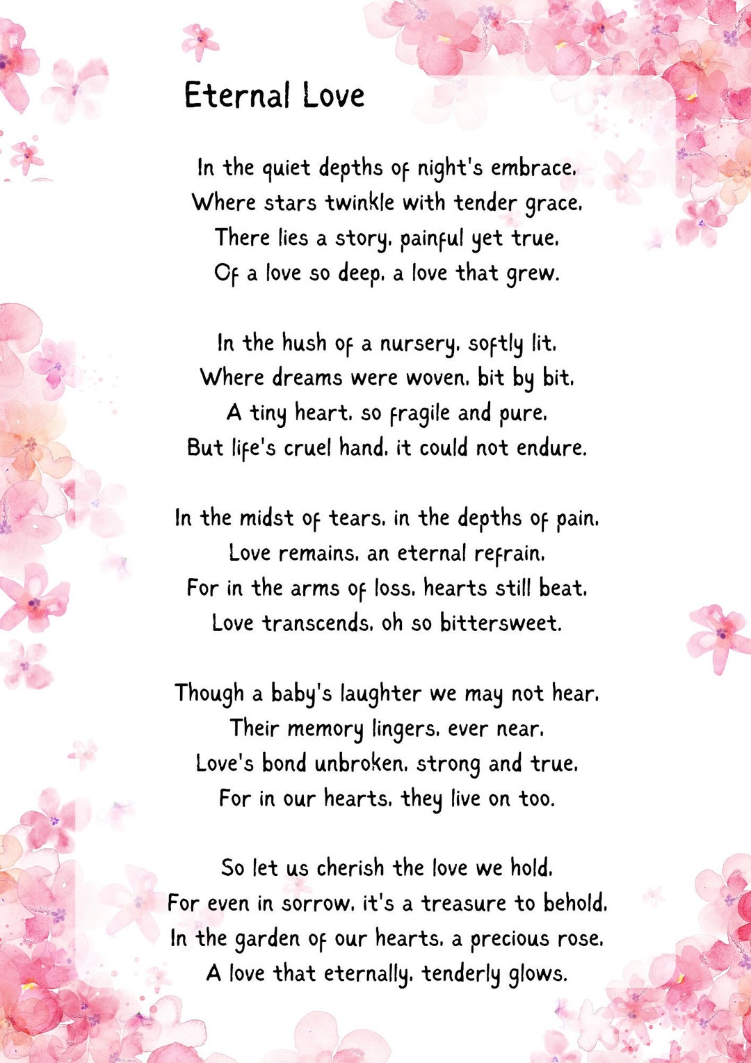 A4 Digital Download Baby Loss Poem: Comforting Words for Grieving ...