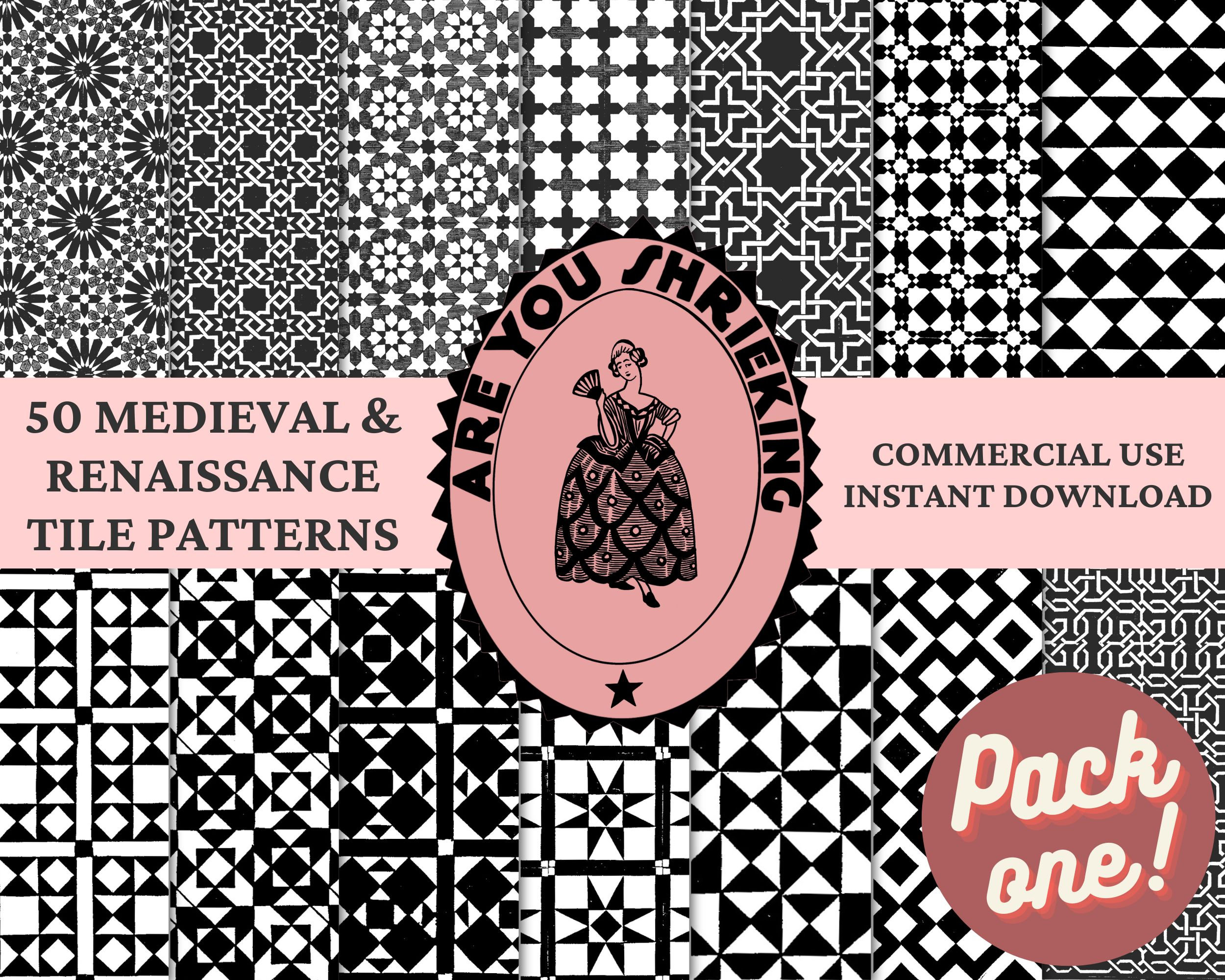 50 Medieval & Renaissance Tile Patterns | Antique Printable Pattern ...