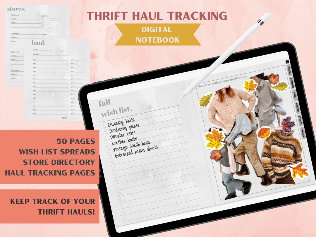 Thrift Haul Tracking Digital Notebook: Wish Lists, Store Directory (PDF ...