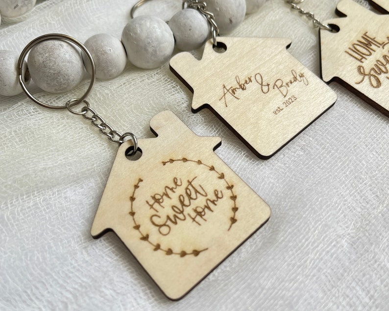 Engraved Wood Keychain, New Home Gift, Realtor Closing Gift, House ...