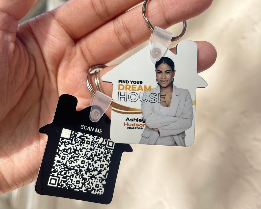 Double Sided QR Code Keychain | Realtor Closing Gift | Real Estate ...