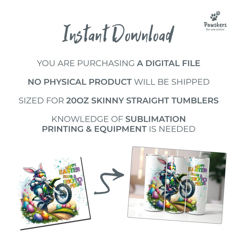 Happy Easter Eggs and Moto Pegs, Seamless 20oz Skinny Tumbler Wrap ...