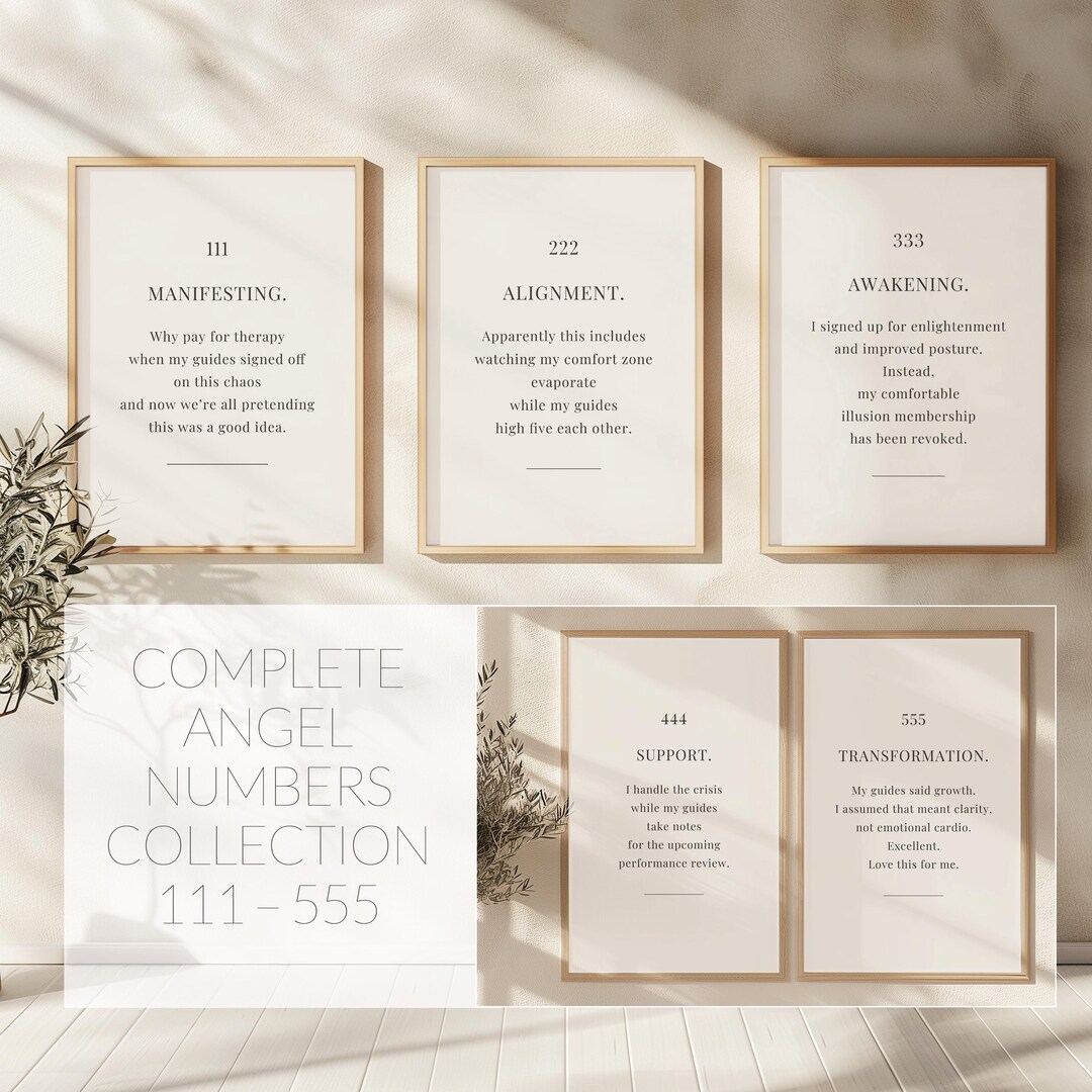 Sarcastic Angel Numbers Printable Wall Art · Set 111 222 333 444 555 ...