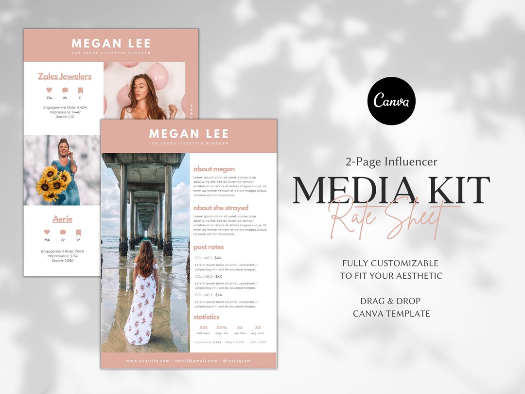Instagram Influencer Media Kit Template, Rate Sheet, Two Pages ...