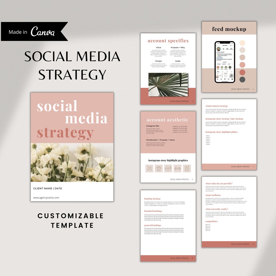 Social Media STRATEGY Template, Business Strategy, Canva Template for ...