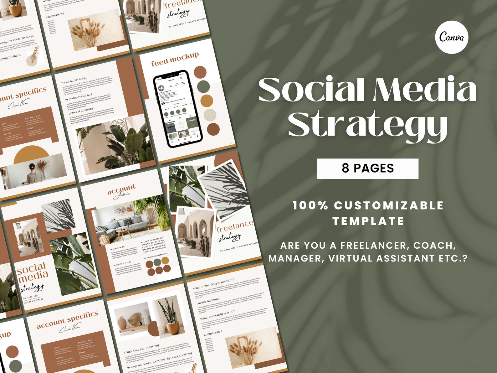 Freelance STRATEGY Template, Social Media Strategy, Canva Template for ...