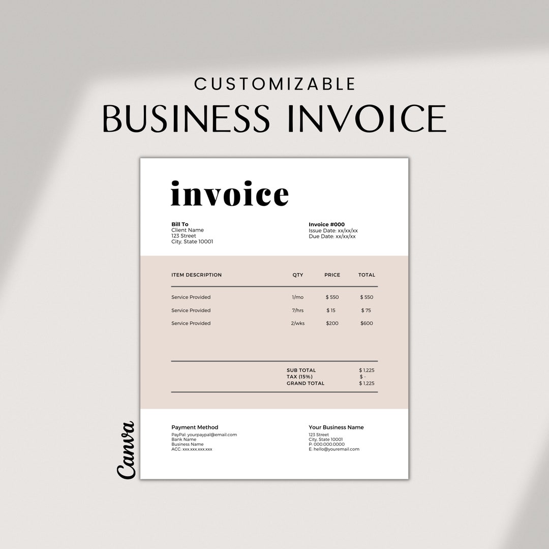 EDITABLE Invoice, Order Form Template, ADD Your LOGO Modern Printable ...
