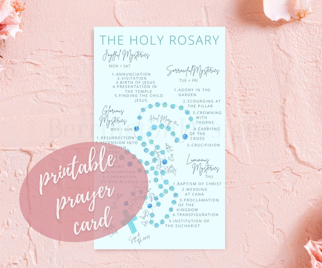 How to Pray the Holy Rosary Prayer Card Printable that includes The ...