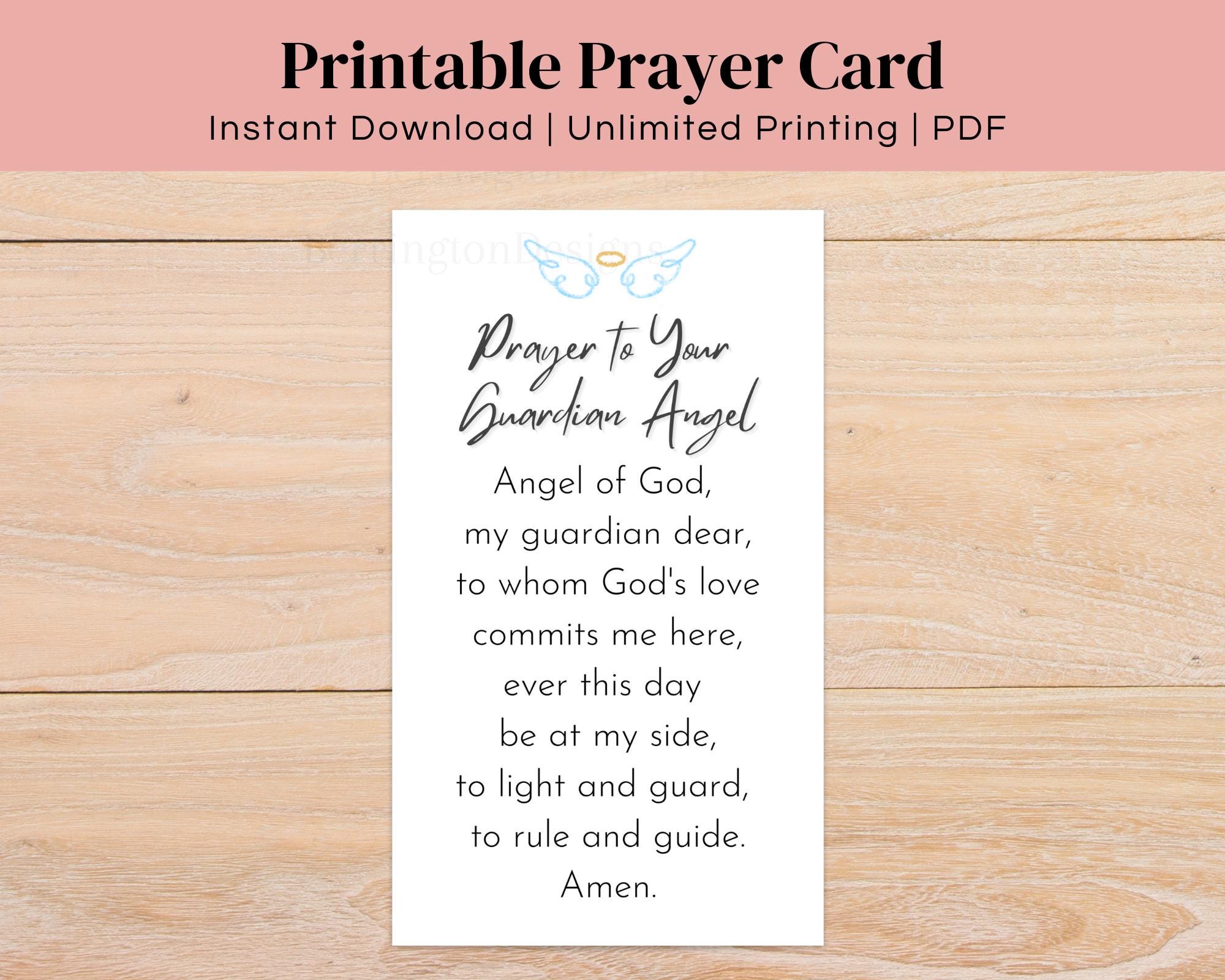 Prayer to Your Guardian Angel Card | Guardian Angel Prayer Card ...