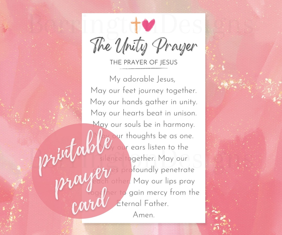 The Unity Prayer Printable Prayer Card, The Pray of Jesus Prayer Card ...