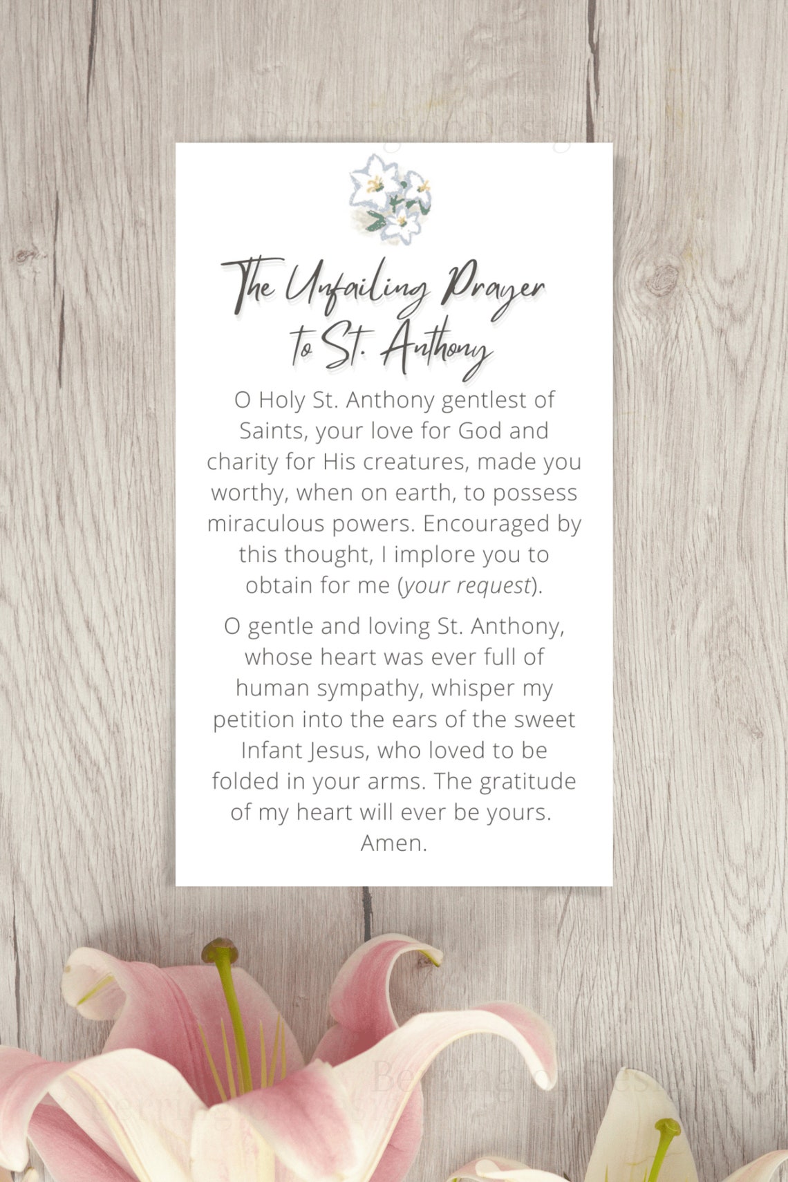 Unfailing Prayer to St. Anthony Prayer Card Catholic Printable, Saint ...