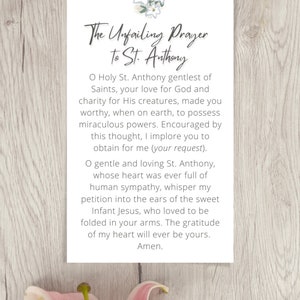Unfailing Prayer to St. Anthony Prayer Card Catholic Printable, Saint ...