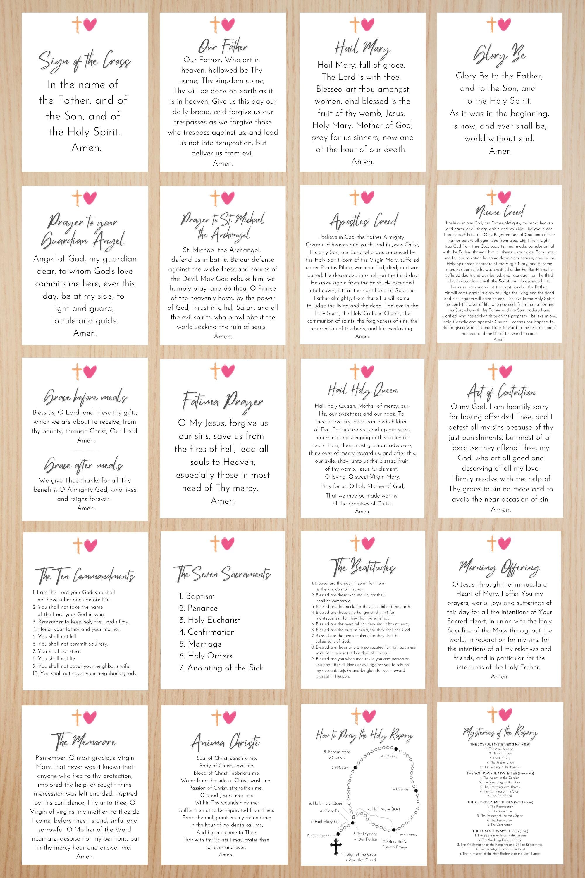Catholic Prayer Cards for Kids | Simple, Printable Learn to Pray ...