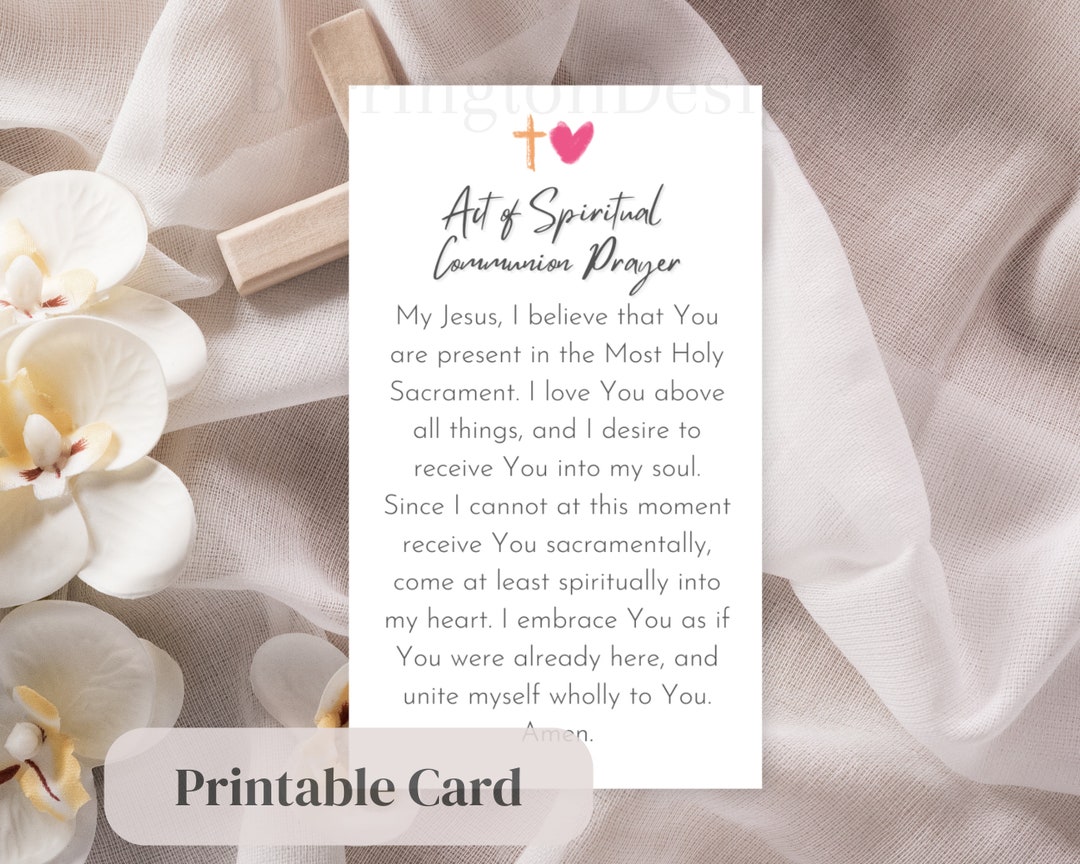 Act of Spiritual Communion Prayer Card Printable, Communion Prayer ...