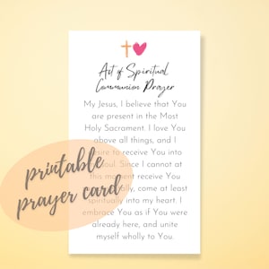 Act of Spiritual Communion Prayer Card Printable, Communion Prayer ...