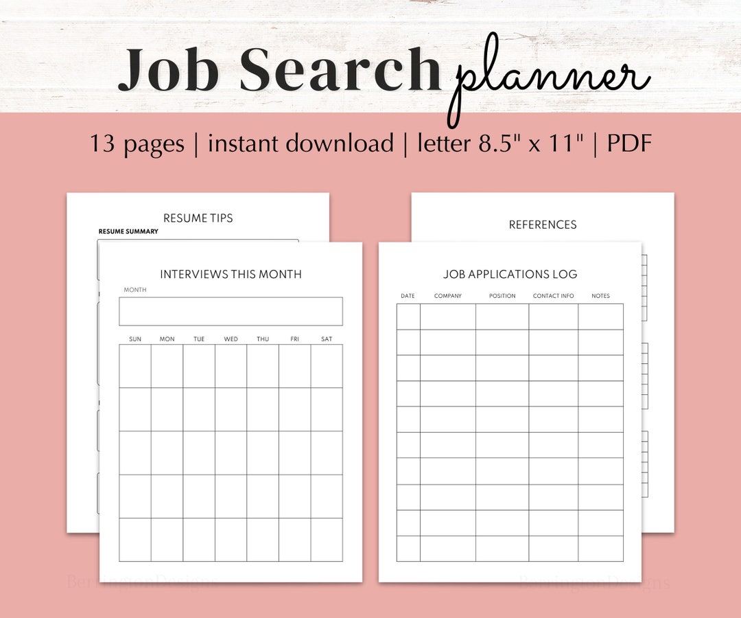 Job Search Planner: Resume, Interview & Application Tracker (PDF) - Etsy