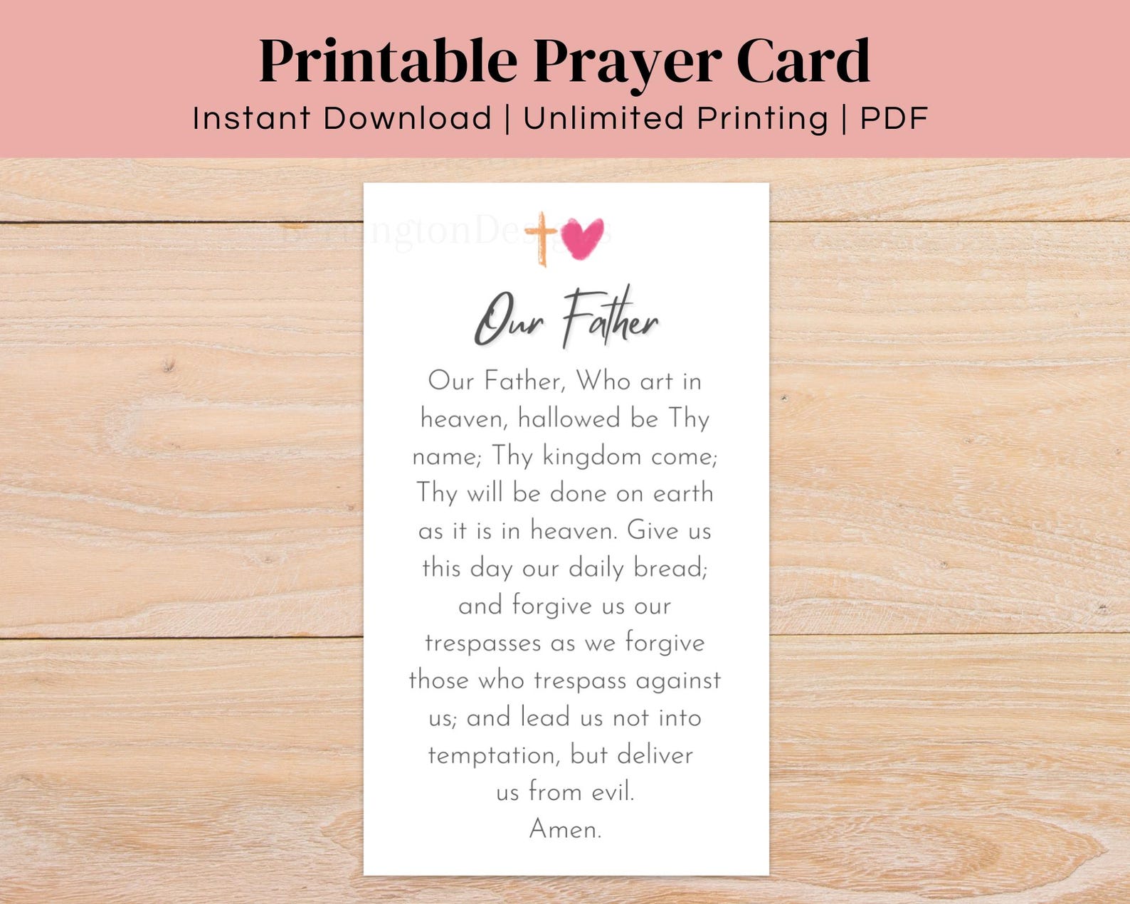 Our Father Prayer Card: Catholic Wallet Size Printable (PDF Download ...