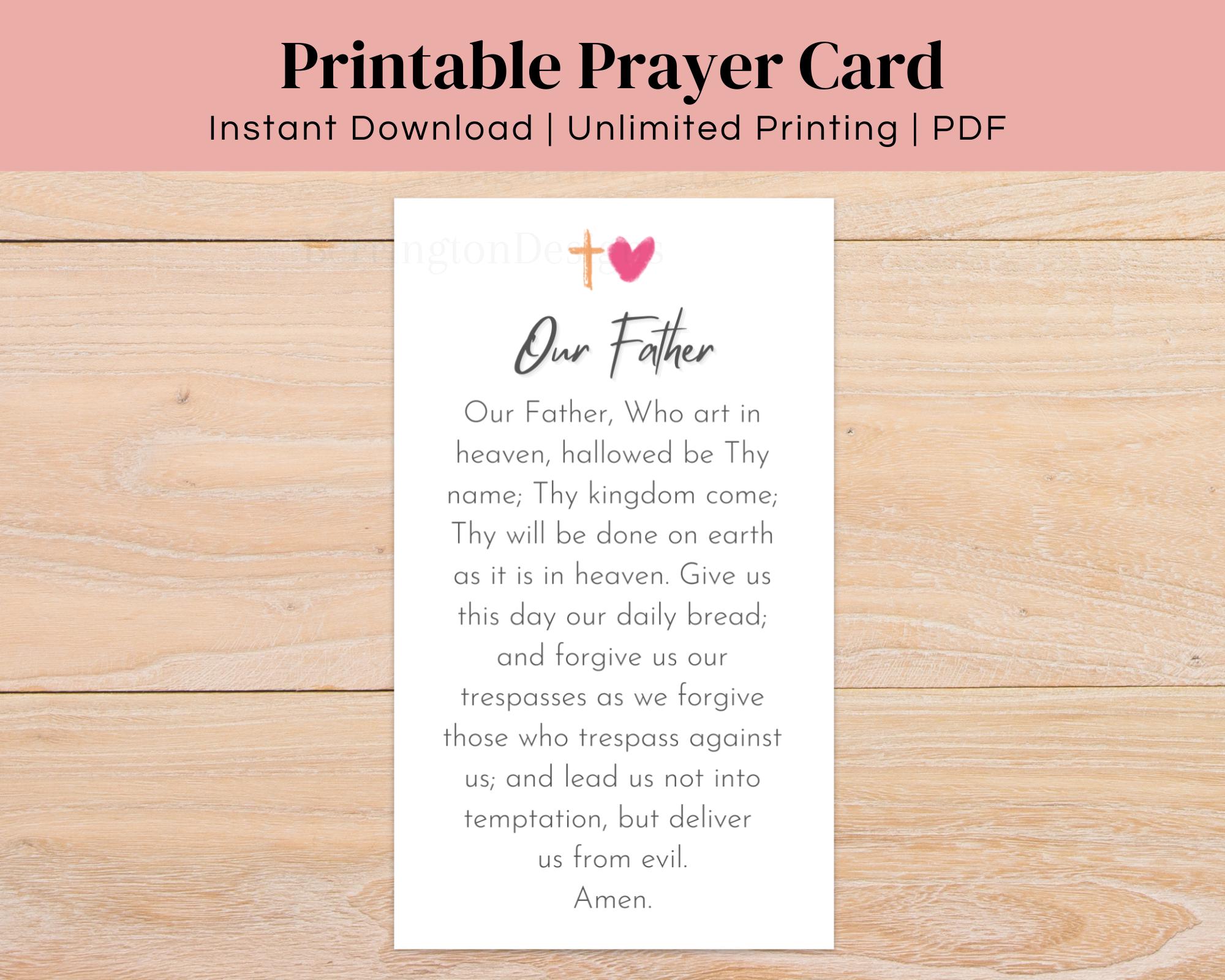Our Father Prayer Card, the Lord's Prayer Printable | Simple Design ...