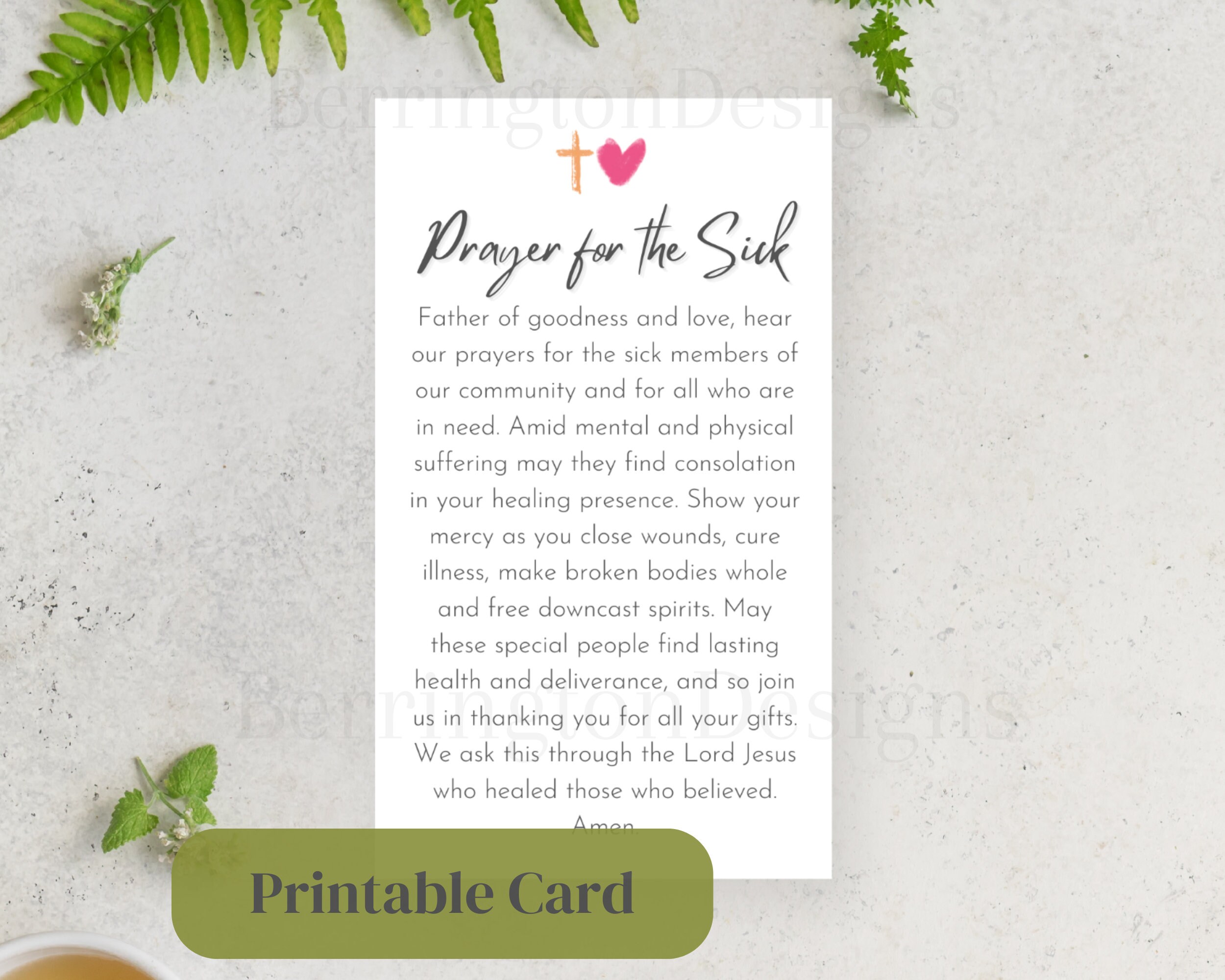 Prayer for the Sick Printable Card, Simple and Easy to Print Catholic ...