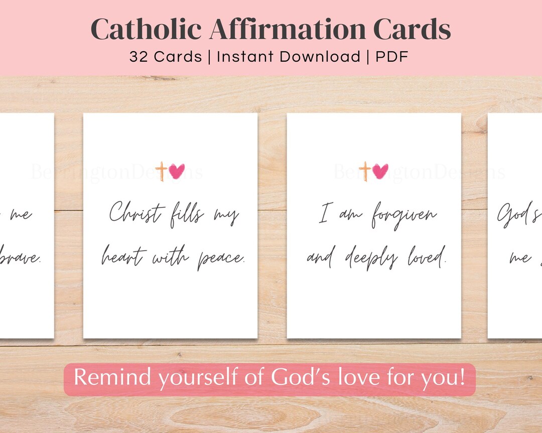 Christian Affirmation Cards Printable Set | Positive Thinking Cards ...