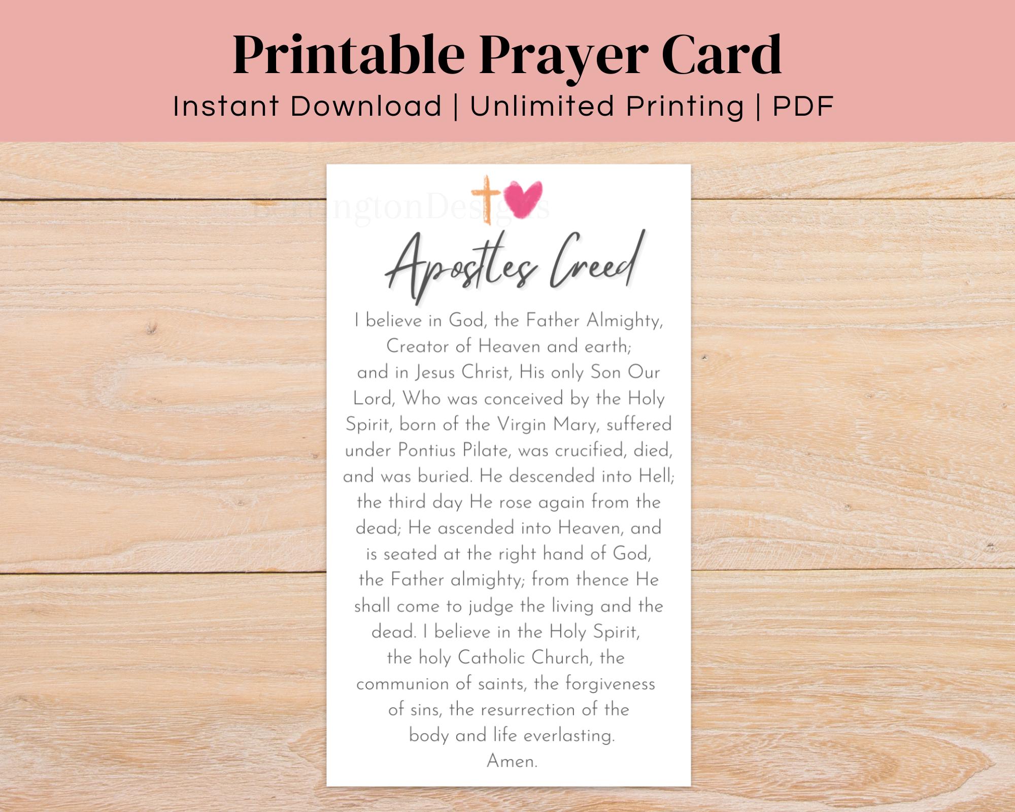 Apostles Creed Prayer Card Printable | Simple Wallet Size Catholic ...