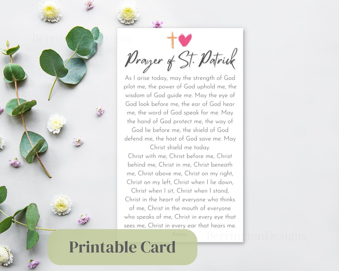 Prayer of Saint Patrick, Printable Prayer Card, St. Patrick's Prayer ...
