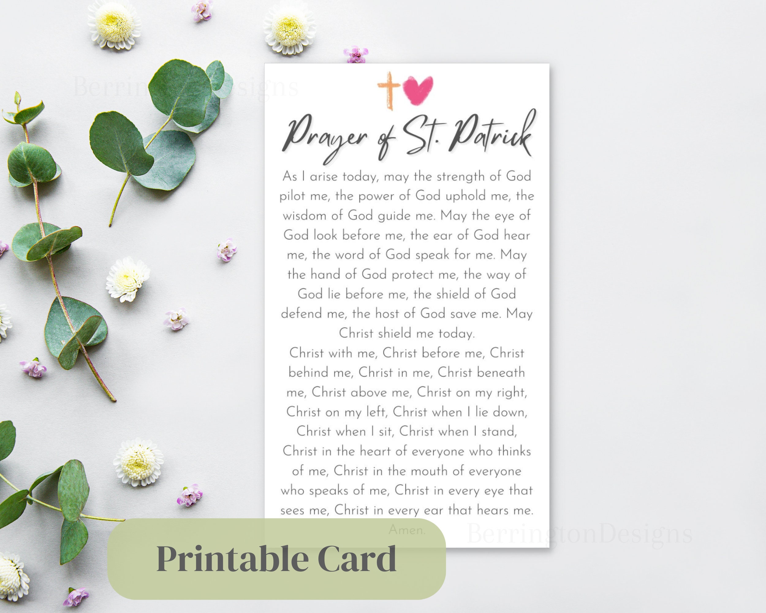 Prayer of Saint Patrick, Printable Prayer Card, St. Patrick's Prayer ...