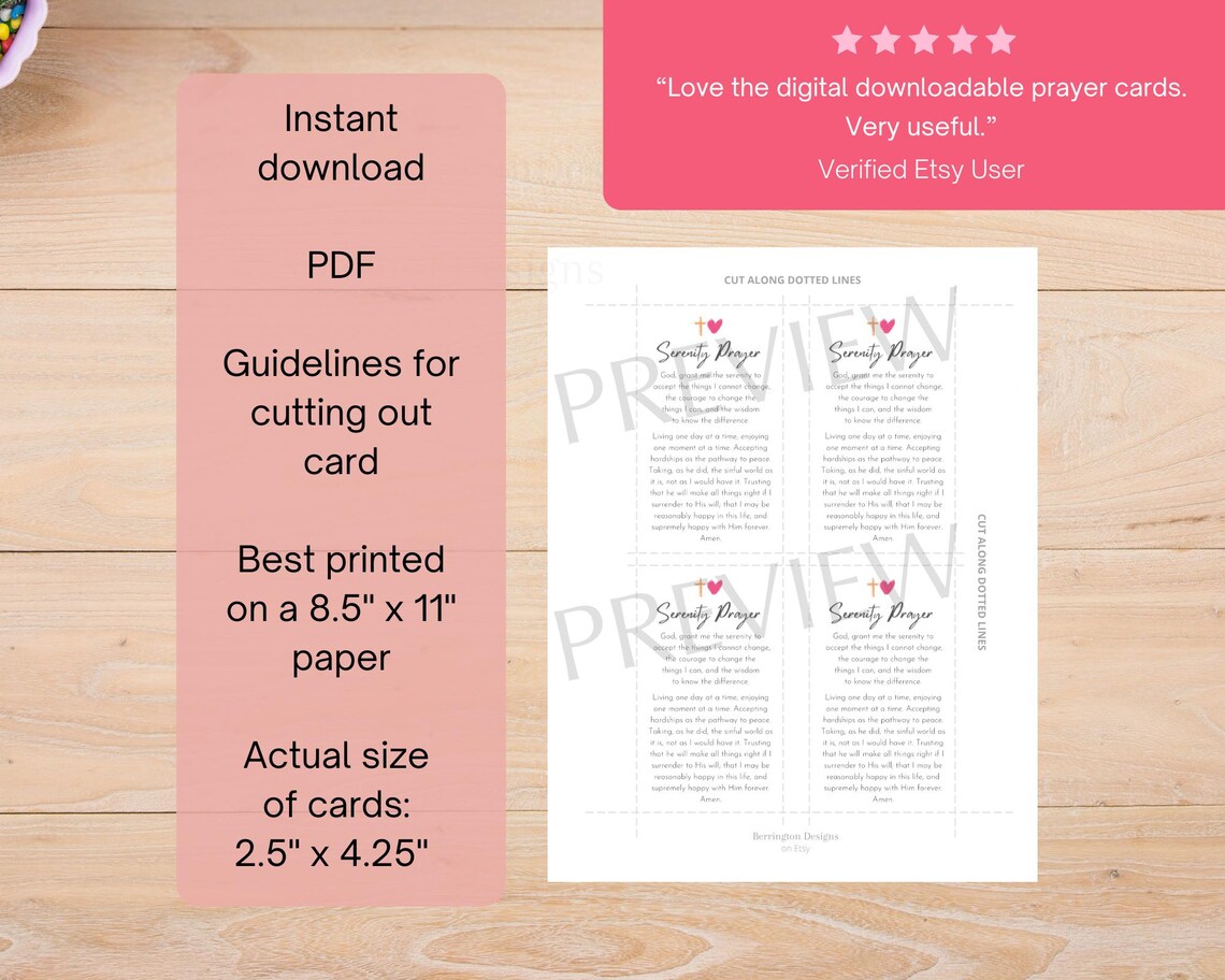 Full Serenity Prayer Card Printable, Cute and Simple Wallet-sized ...