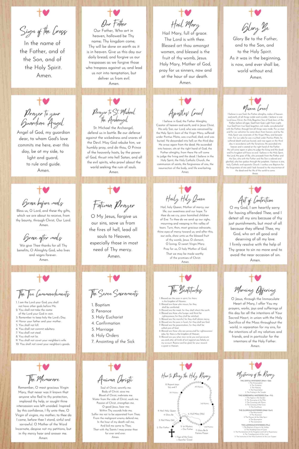 Learn Catholic Prayers Printable Prayer Cards, Flashcards for Catechism ...