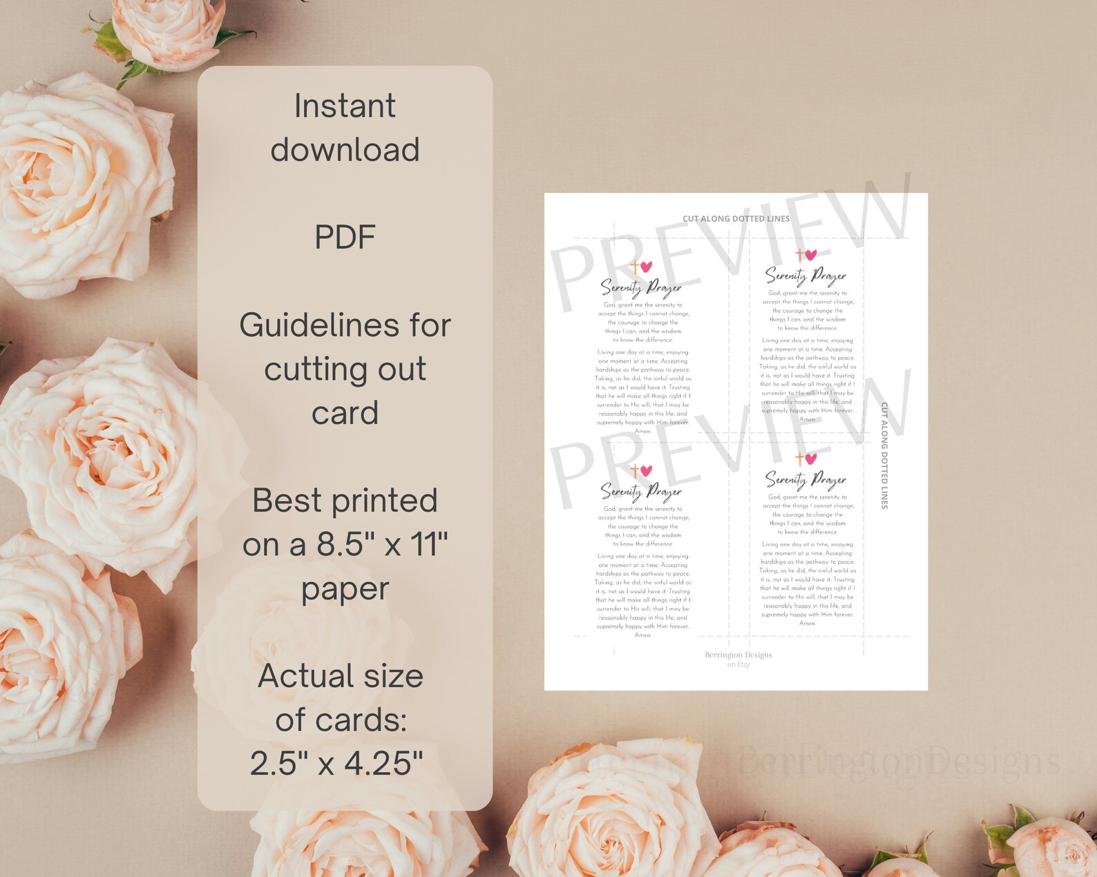 Full Serenity Prayer Card Printable, Cute and Simple Wallet-sized ...