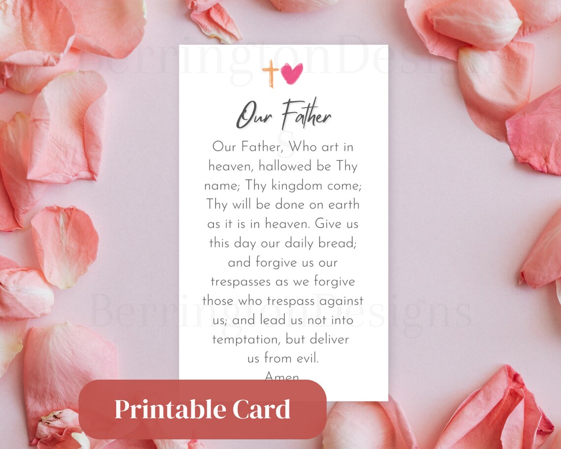 Our Father Prayer Card, the Lord's Prayer Printable | Simple Design ...